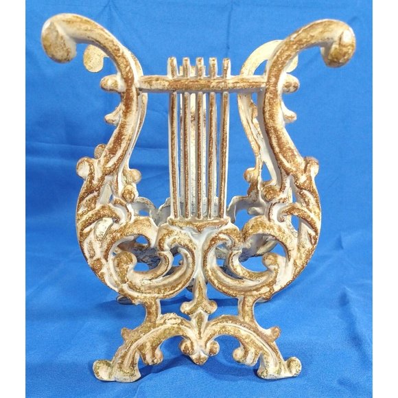 Antique | Art | Cast Metal Or Brass Lyre Harp Music Magazine Rack Stand ...